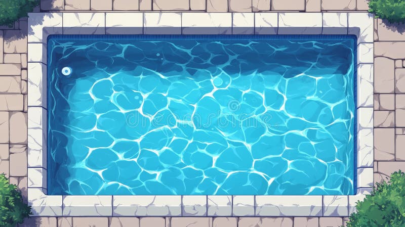 Top View of Refreshing Pool with Clear Blue Water and Stone Tiles Stock ...