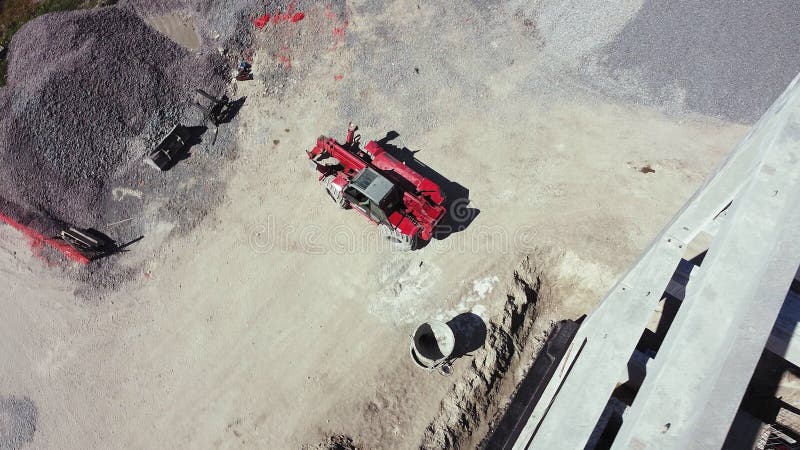 Top View of Reinforced Concrete Structure and Wheel Loader. Front ...