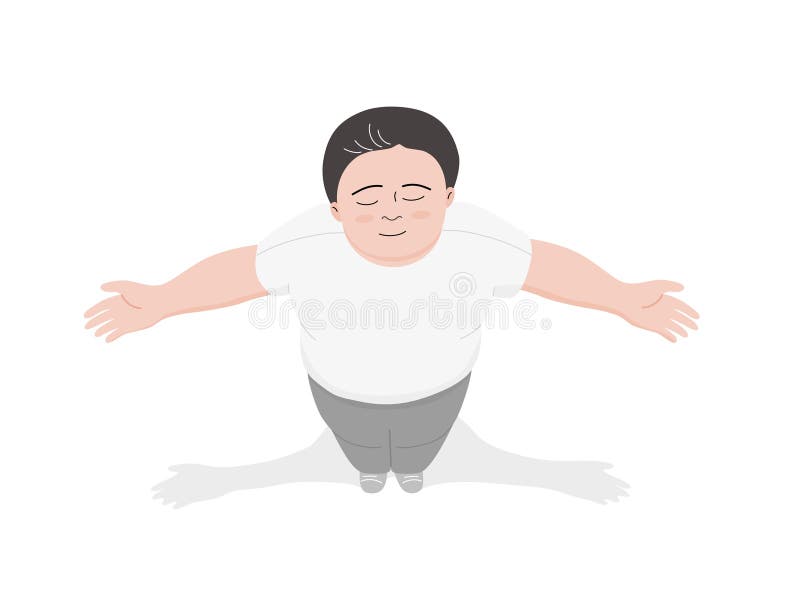 Top View of Relax Child Boy with Arms Outstretched , Flat Vector ...