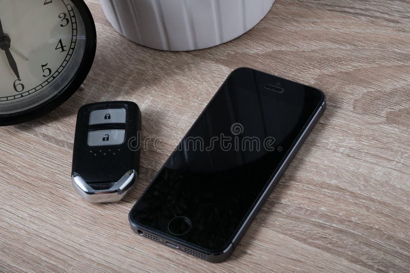 Top View Remote Keyless with Blank Screen Smartphone Stock Photo ...