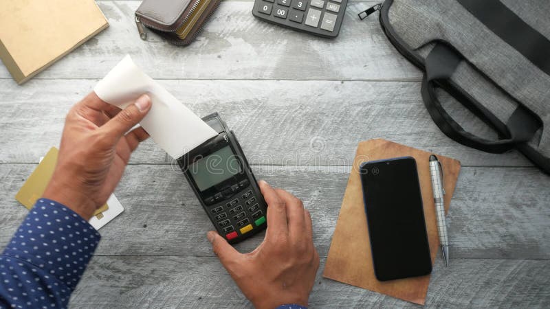 Top View of Removing Roll Paper from a POS Machine Stock Video - Video ...