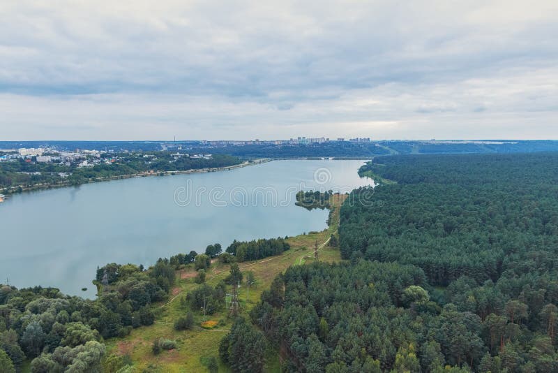Top View of the Reservoir and the City Landscape Stock Image - Image of ...