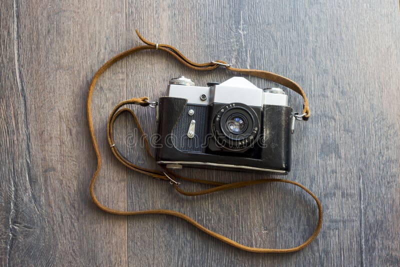 Top view of retro camera stock photo. Image of obsolete - 57529236