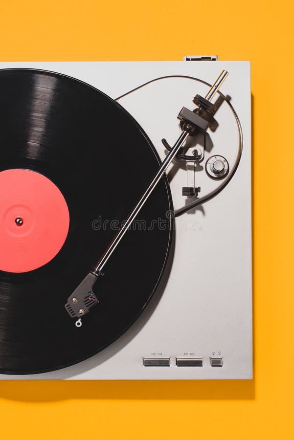 Top View of Retro Vinyl Player and Record Stock Image - Image of flat ...