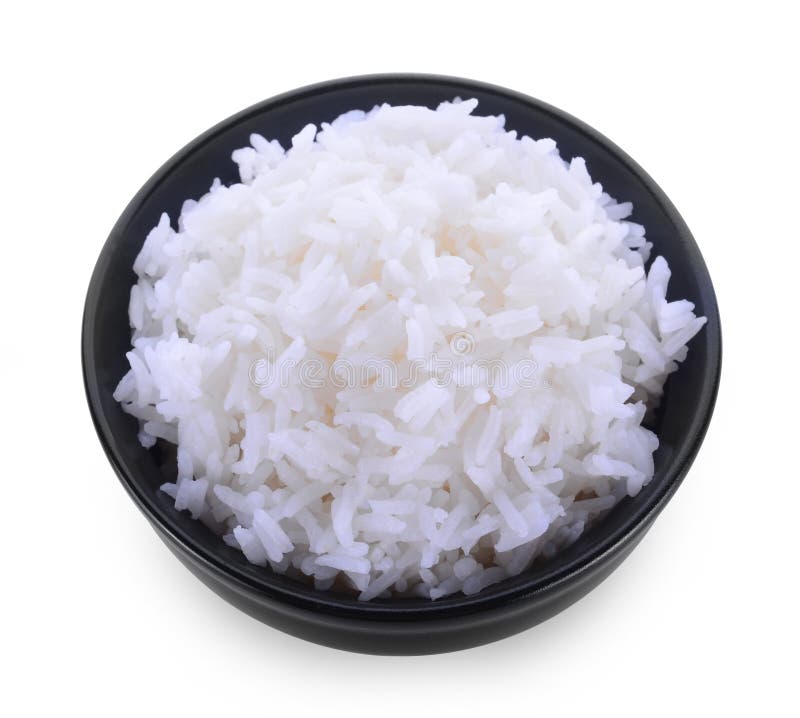 Top View Rice in Bowl Isolated on White Background Stock Photo - Image ...