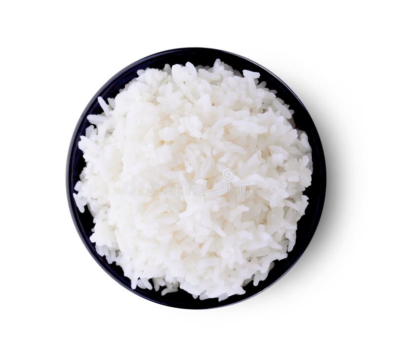 Top View Rice Bowl on White Background Stock Photo - Image of long ...