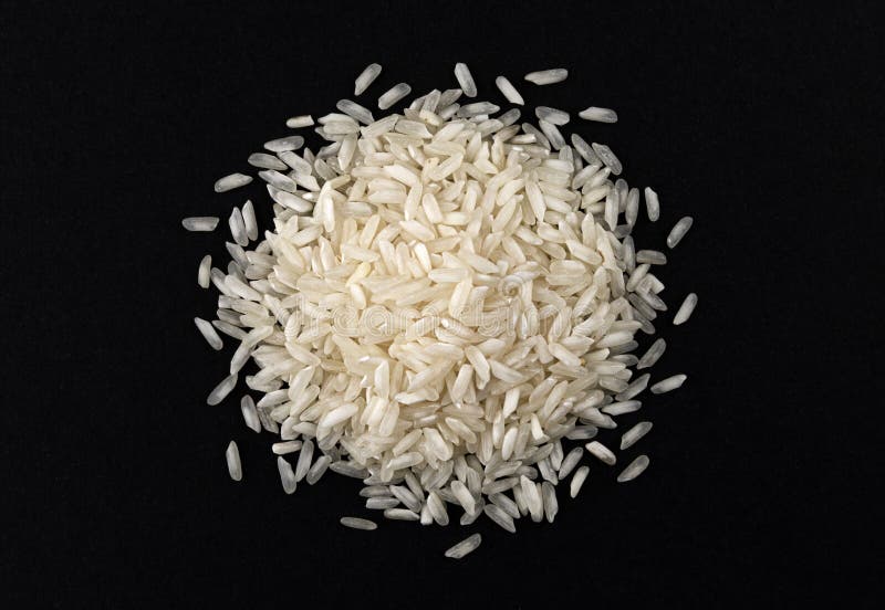 Top View of Rice Groats on Black Background Stock Image - Image of ...