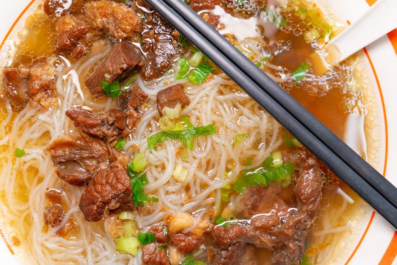 Rice Noodles with Braised Beef Brisket at Horizontal Composition Stock ...