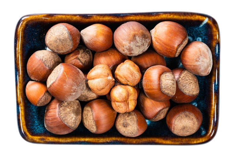 Top View of Ripe Hazelnuts in Bowl Cutout on White Stock Photo - Image ...