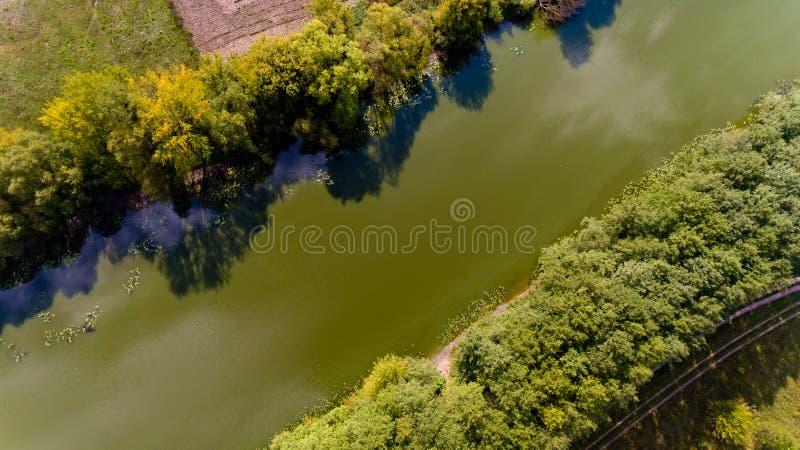 Top View on the River. Aerial View Stock Image - Image of river ...