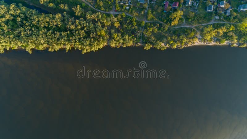Top View of the River with a Strong Current and the Coastline with the ...