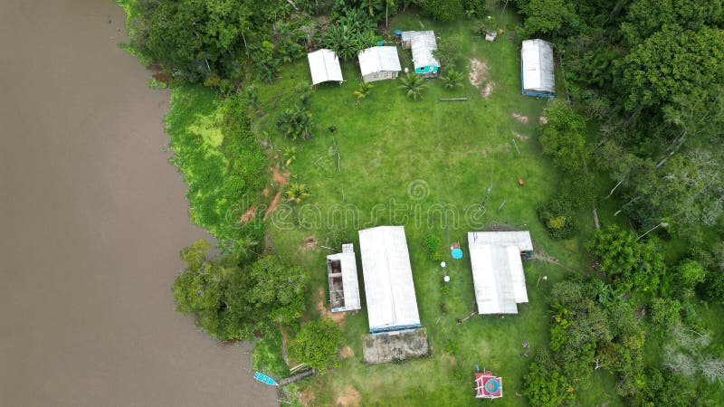 Top View of Riverside Community Stock Image - Image of tree, waterway ...