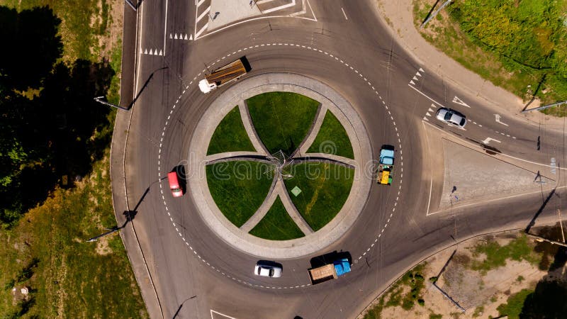 Top View of the Road with a Circular Motion. Stock Image - Image of ...