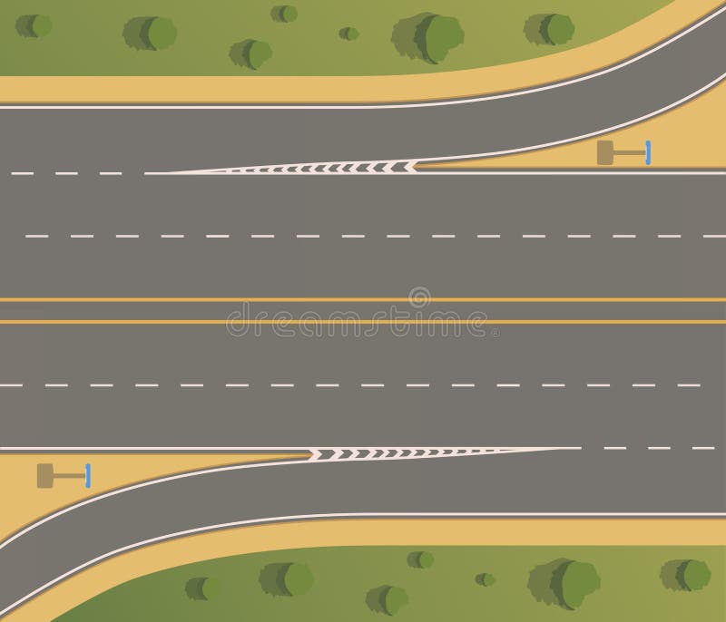 Top View Road Junction. Right Turn Branches and Congresses Stock Vector ...