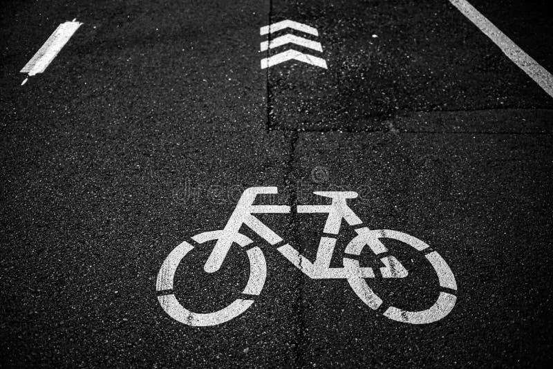 The Top View on the Road Marking and the Symbol of a Bicycle Lane on ...