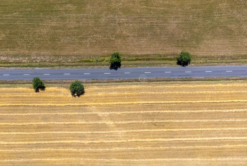 A Top View of a Road Near a Stubble Stock Image - Image of land, crop ...