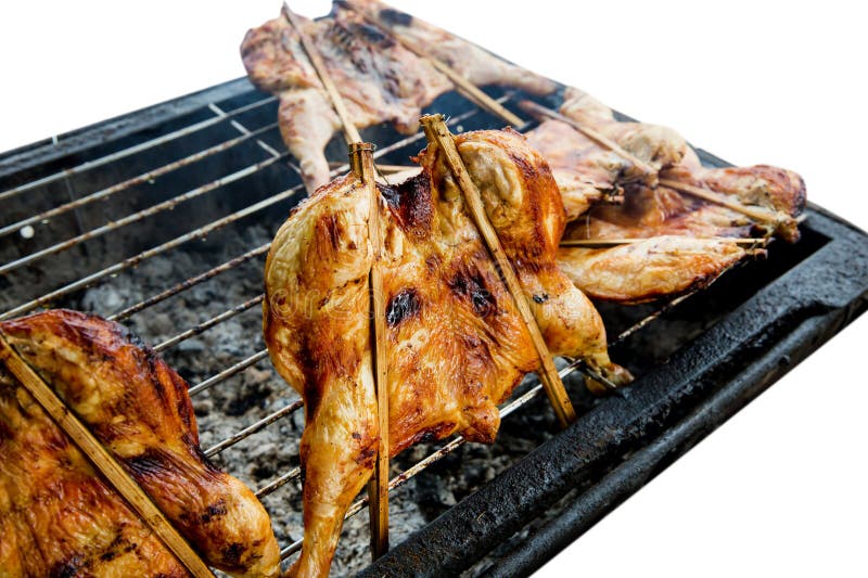 Roasted Chicken, Cut Out on White Background Stock Image - Image of ...