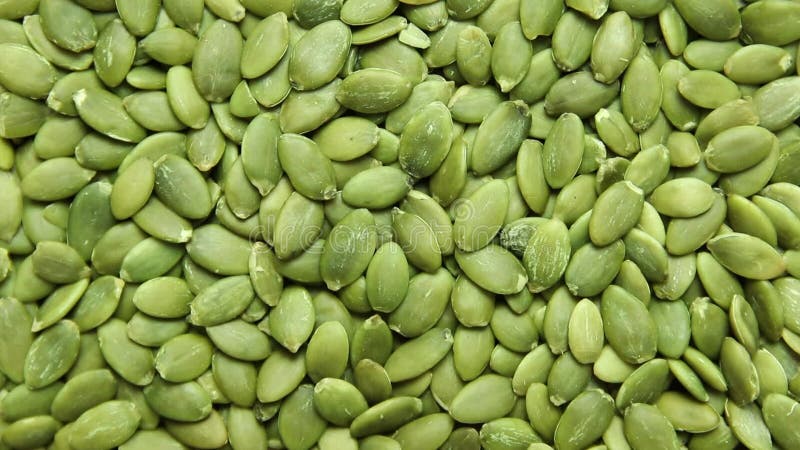 Top View of Roasted Pumpkin Kernels. Turntable Rotating Shot. Stock ...
