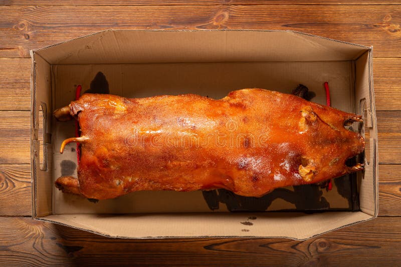 Top View Roasted Whole Pig Horizontal Composition Stock Image - Image ...