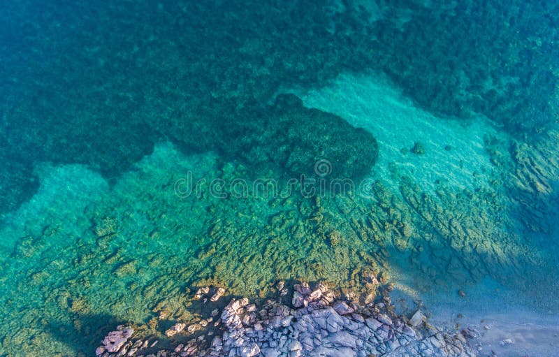 Top View of Rock Formations and the Bottom of the Sea Seen through the ...