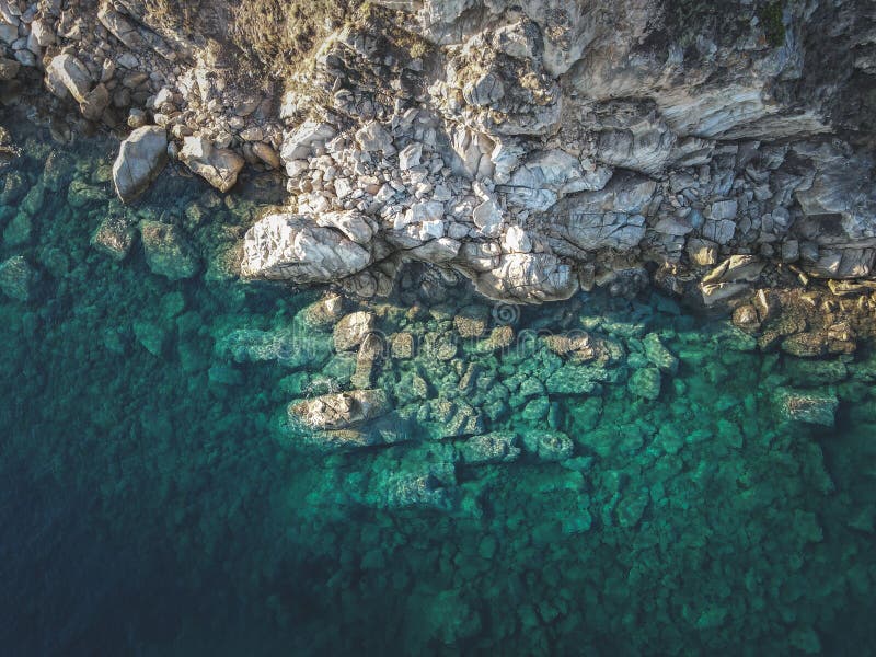 Top View of a Rocky Tropical Coast Stock Photo - Image of resort, stone ...