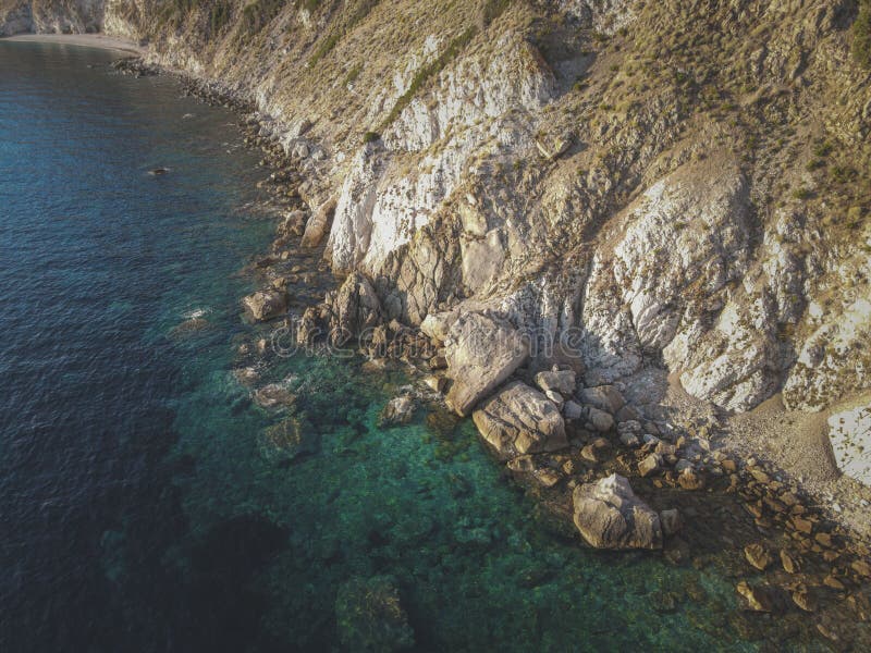 Top View of a Rocky Tropical Coast Stock Image - Image of aerial, beach ...