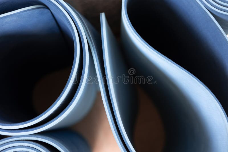 Top View of Rolled Blue Color Yoga Mat Texture Background Stock Image ...