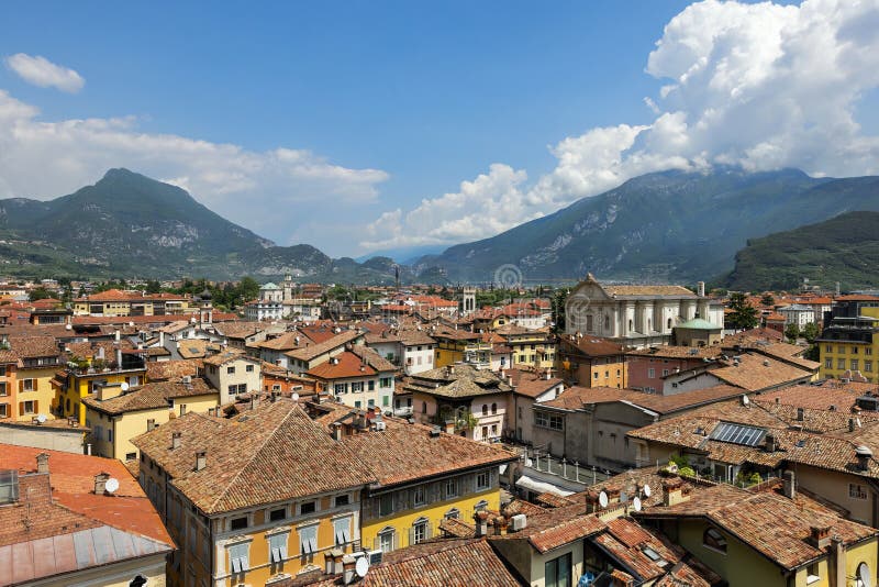 Top View of the Rooftops of the City of Riva Del Garda Stock Image ...