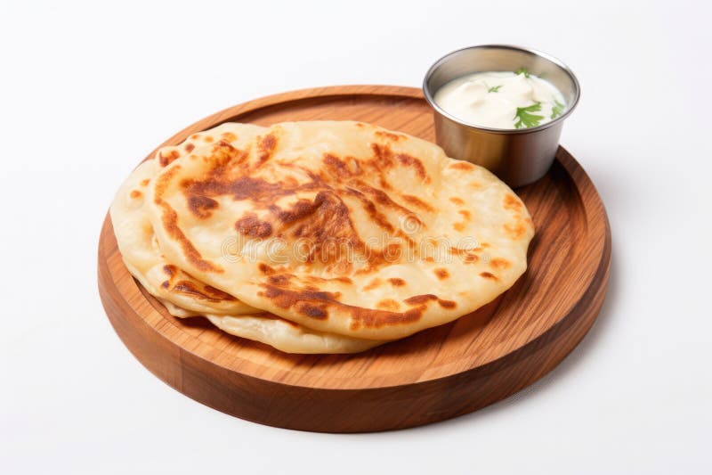 Top View, Roti Canai on a Wooden Boardon White Background Stock ...