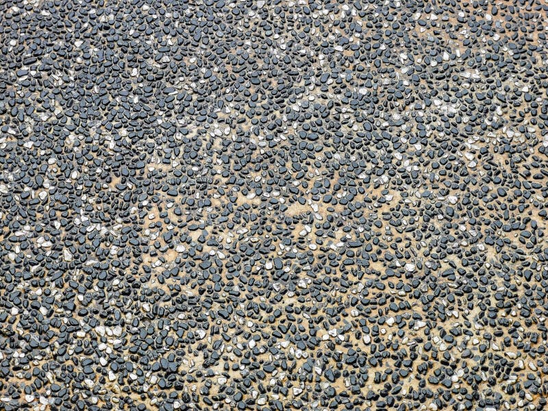 Top View Rough Surface of Small Pebble Stone Floor. Selective Focus ...