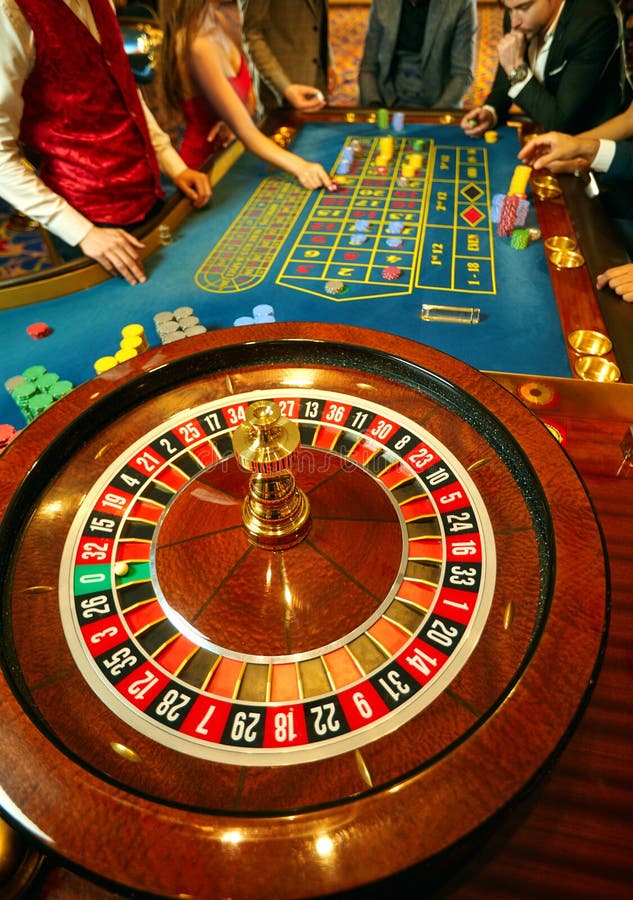 Top View of Roulette with Players at the Table in a Casino. Stock Image ...
