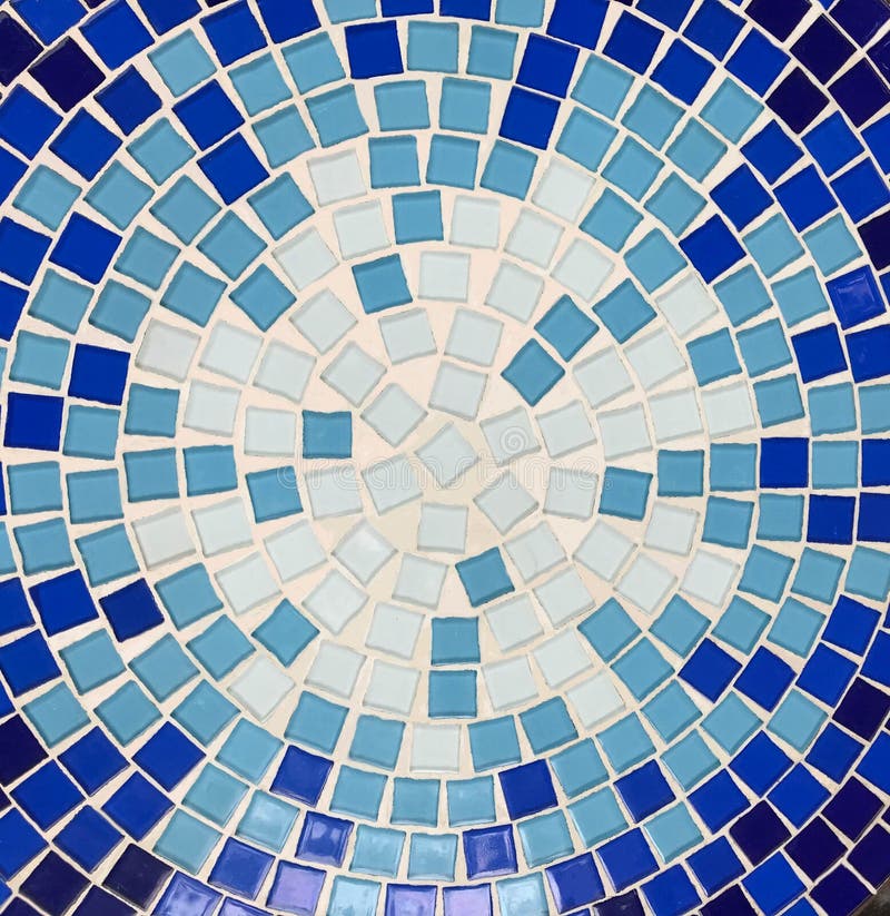 Top View of Round Blue Tile Mosaic, Background and Texture Stock Image ...