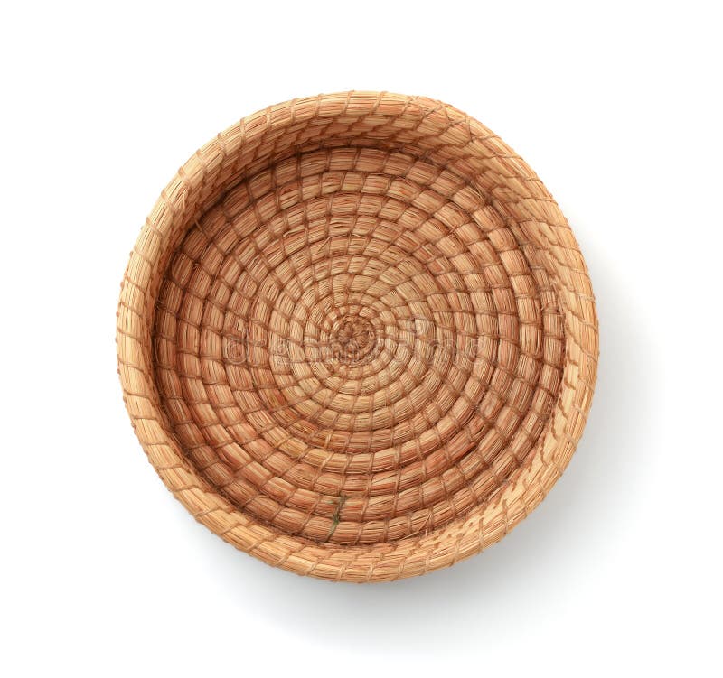 Top View of Round Cane Wicker Tray Stock Image - Image of design ...