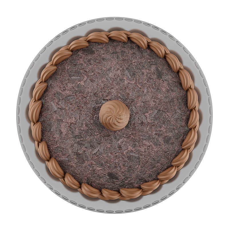 Top View of Round Chocolate Cake with Cream Isolated on White Stock ...