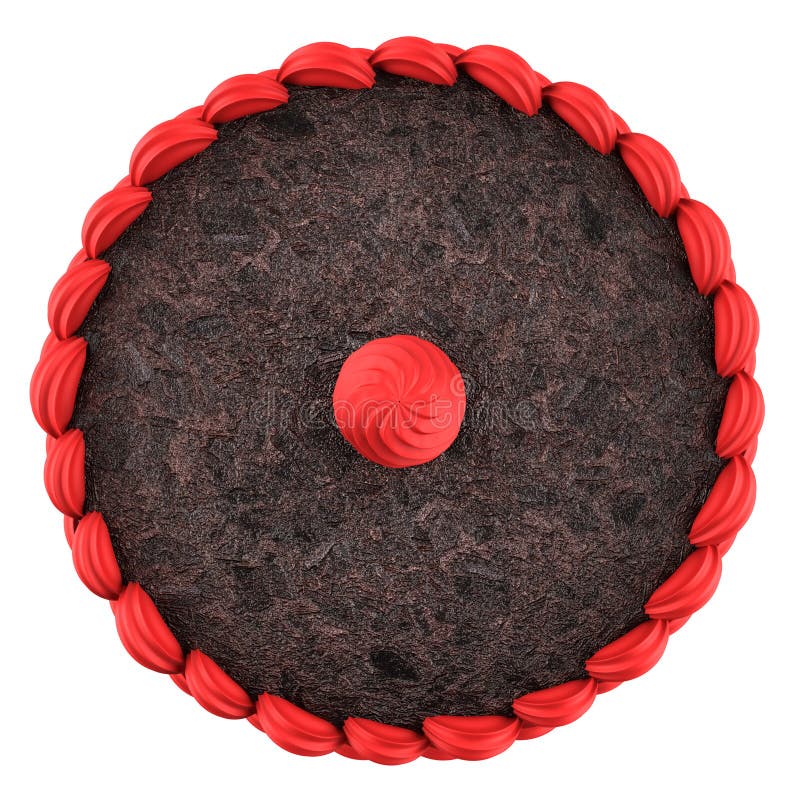Top View of Round Chocolate Cake with Pink Cream Isolated Stock ...
