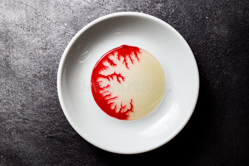 Top View of Round Plate at Bottom of Which Red Liquid Spreads in Form ...