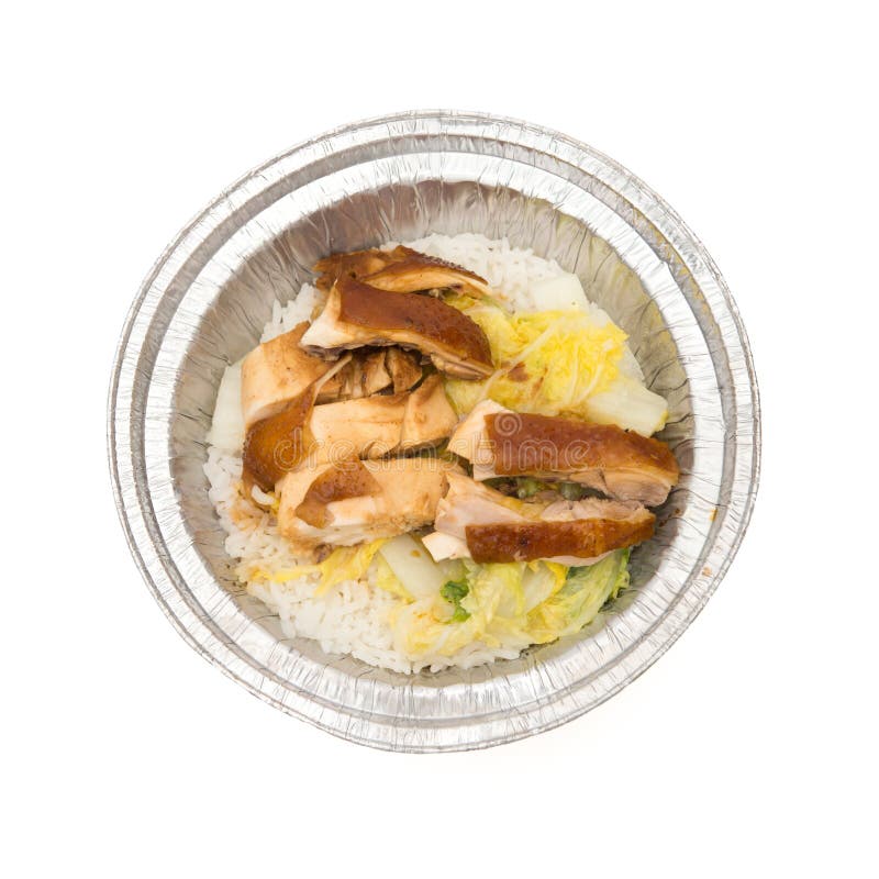 Top View Round Shape Lunch Box of Chicken Slices with Clipping Path ...