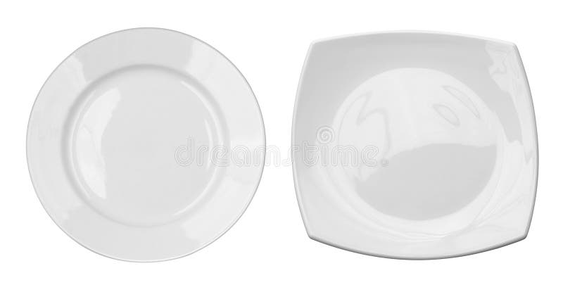 Top View of Round and Square Plates Set Isolated Stock Photo - Image of ...