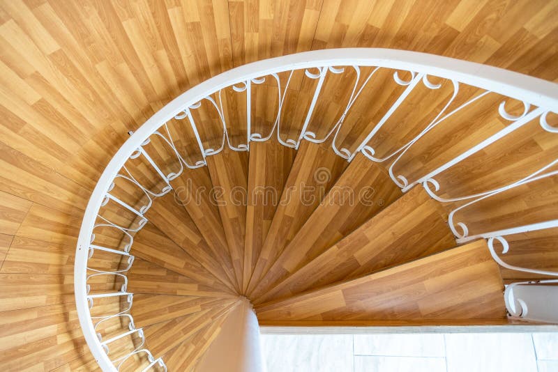Top View of a Round Staircase from Parquet in a House Stock Photo ...