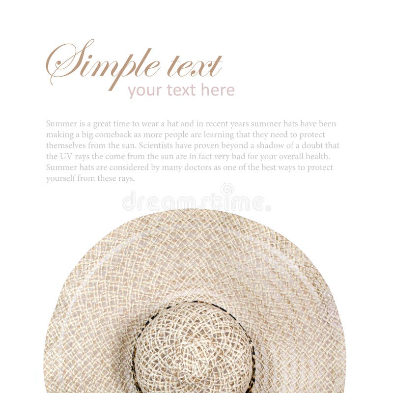 Top View of a Round Straw Hat on a White Background. Stock Photo ...