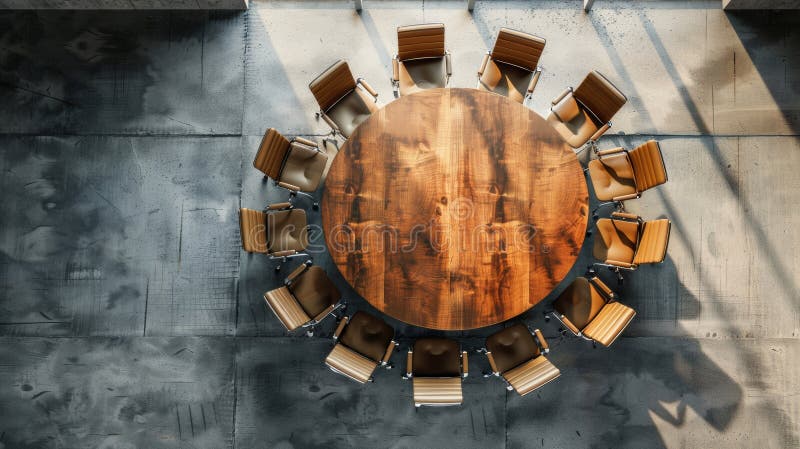 Top View of a Round Table Surrounded by Ten Business Owners in a ...