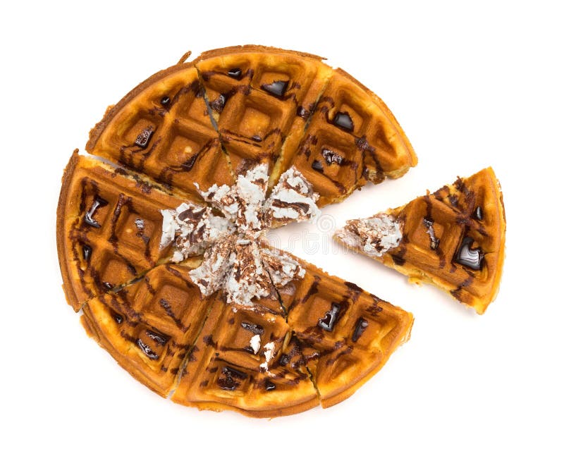Top View Round Waffle One Piece Taking Out Stock Photos - Free ...