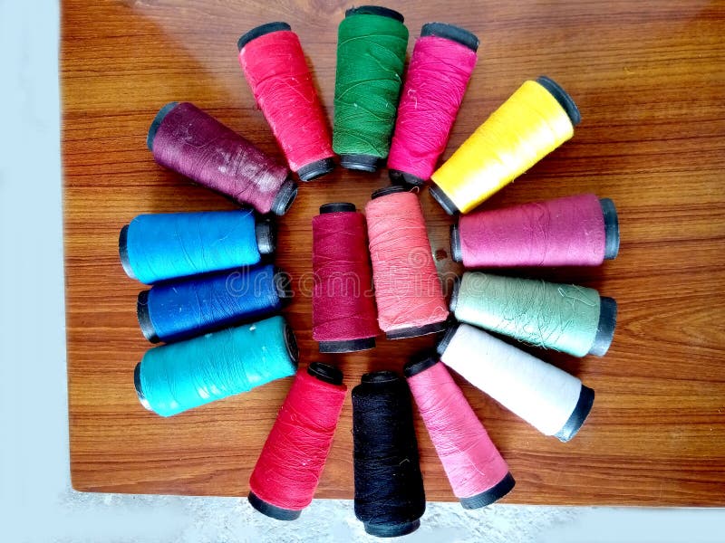 Top View of Rounded Color Sewing Threads Stitching Threads Tailoring ...