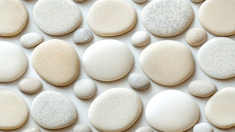 Top View of Rounded Light Beige Pebbles, Creating a Soft and Calm ...