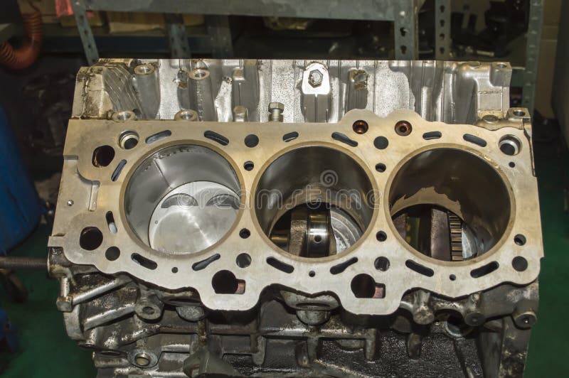 Top View of a Row of Cylinders with One New Piston Stock Photo - Image ...