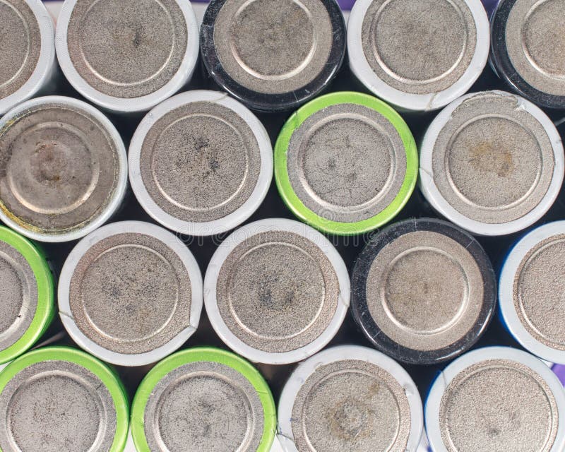 Top View On Rows Of Selection Of Ni-MH AA Batteries Negative Side ...