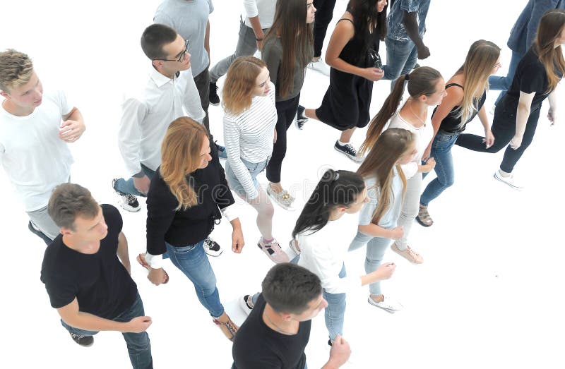 Top View. Rows of Young People Striding Forward Stock Photo - Image of ...