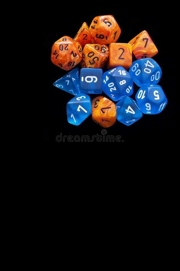 2 RPG Sets Orange/blue for Playing Role Playing Games on Black ...