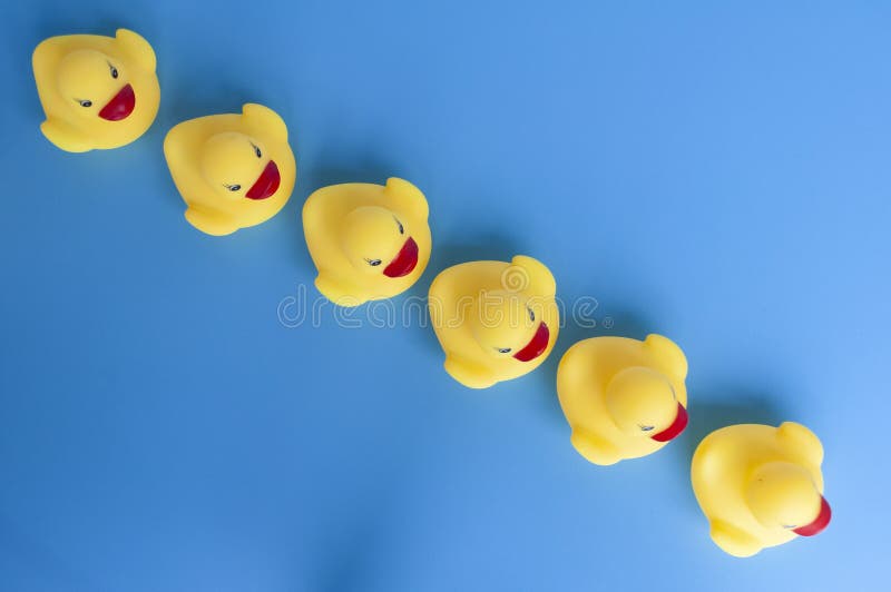 Top View of Rubber Ducks in Line with Customizable Space for Text Stock ...