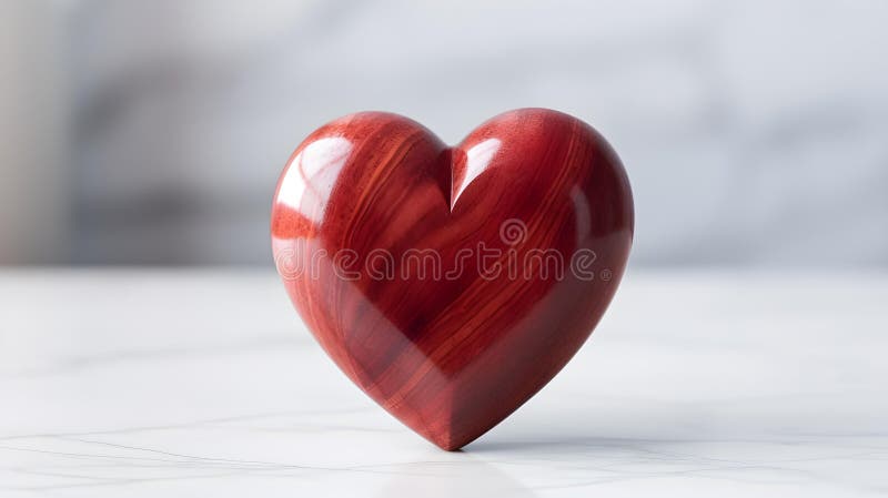 Top View of a Ruby Heart on a White Marble Background. Romantic ...